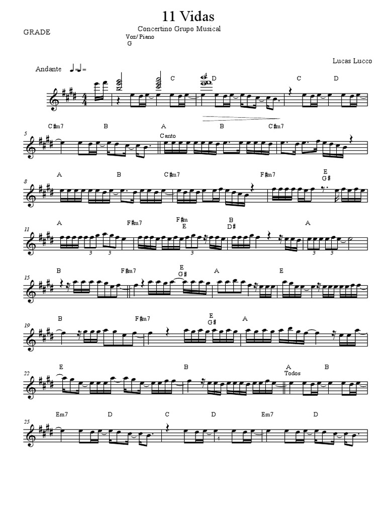 11 Vidas - Sax Alto - Lucas Lucco | PDF