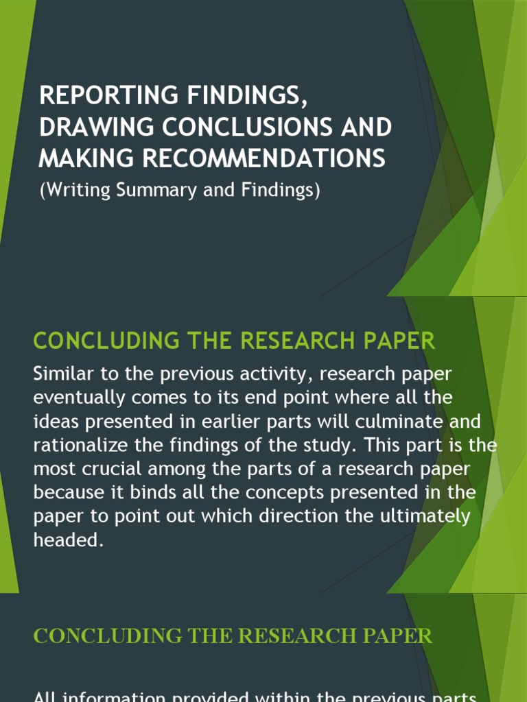 III - Topic 7.1 Reporting Findings, Drawing Conclusions and Making ... III - Topic 7.1 Reporting Findings, Drawing Conclusions and Making ...