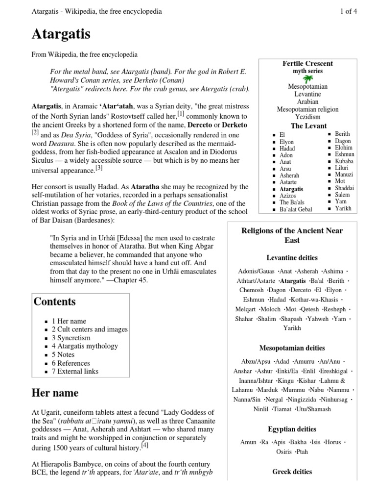 Atargatis or Derceto or The Syrian Goddess | PDF | Deities | Levantine ...