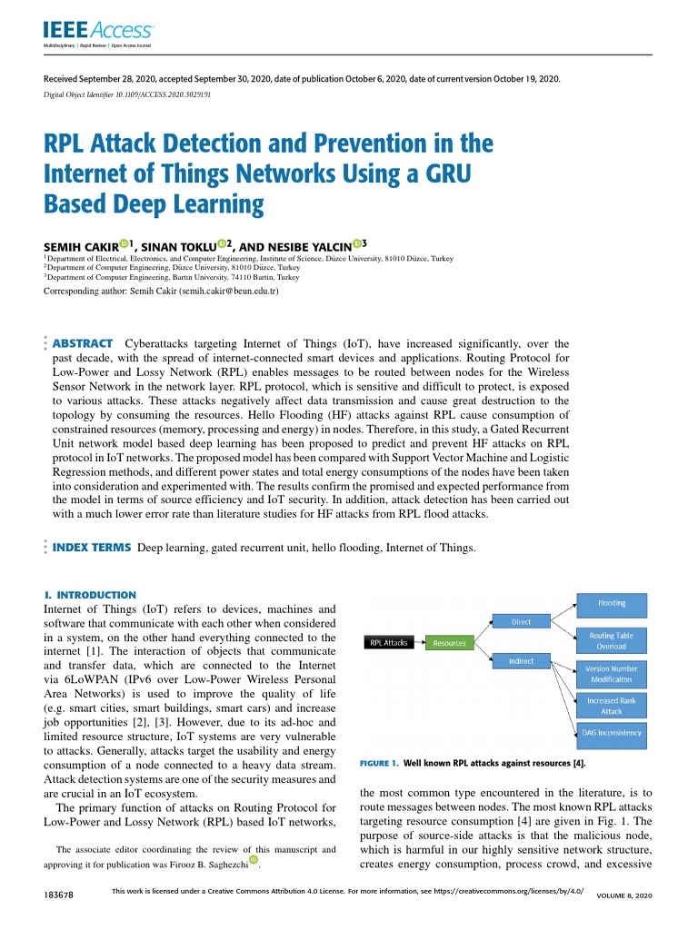 RPL Attack Detection and Prevention in The Internet of Things Networks Using A GRU Based Deep ...