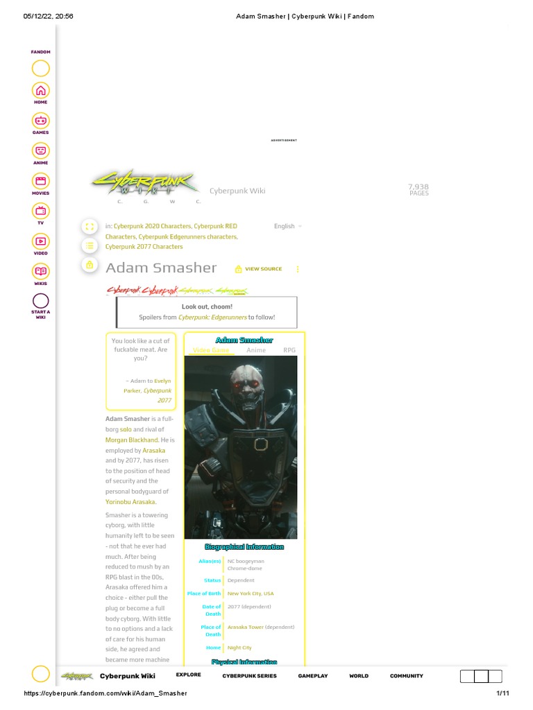 Adam Smasher - Cyberpunk Wiki - Fandom | PDF