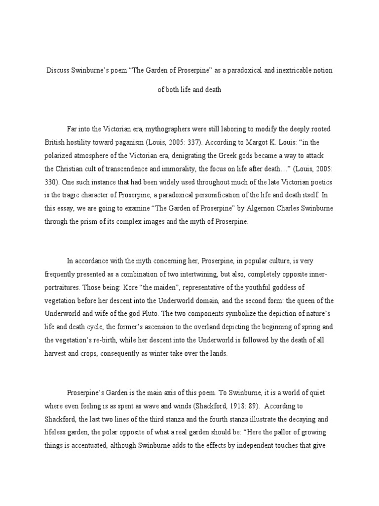 Proserpine and Swinburne | PDF | Mythology