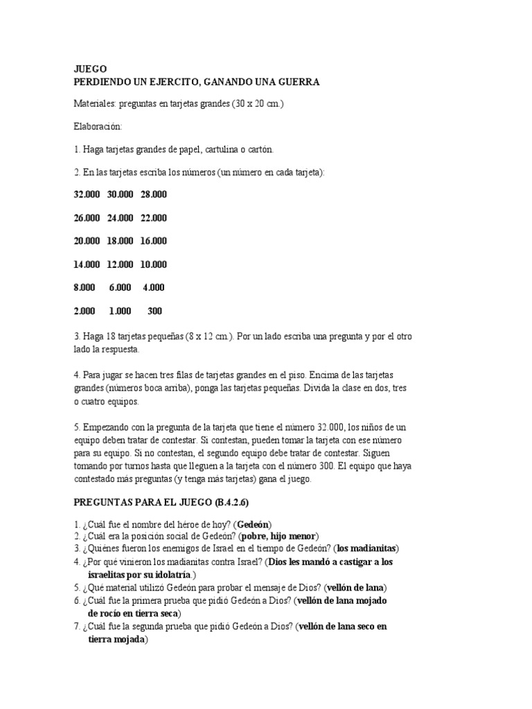 GEDEÓN Actividades | PDF | Contenido bíblico | Creencia religiosa y ...
