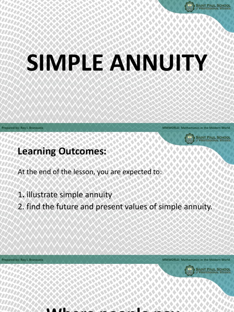 Simple Annuities Explained | PDF | Present Value | Personal Finance