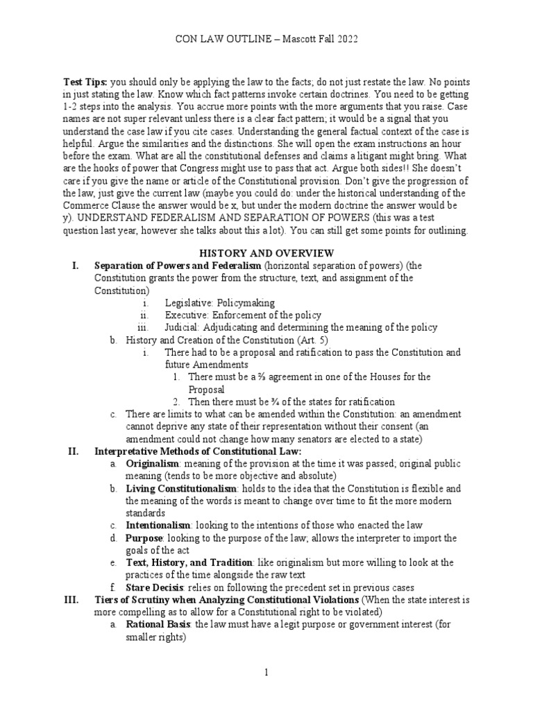 Con Law Full Outline | PDF | Standing (Law) | Supreme Court Of The ...