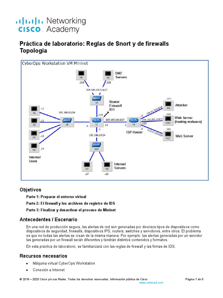 26.1.7 Lab - Snort and Firewall Rules | PDF | Cortafuegos (informática ...