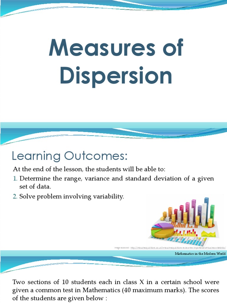 Lesson 2 4 Measures Of Dispersion Pdf Standard Deviation Variance