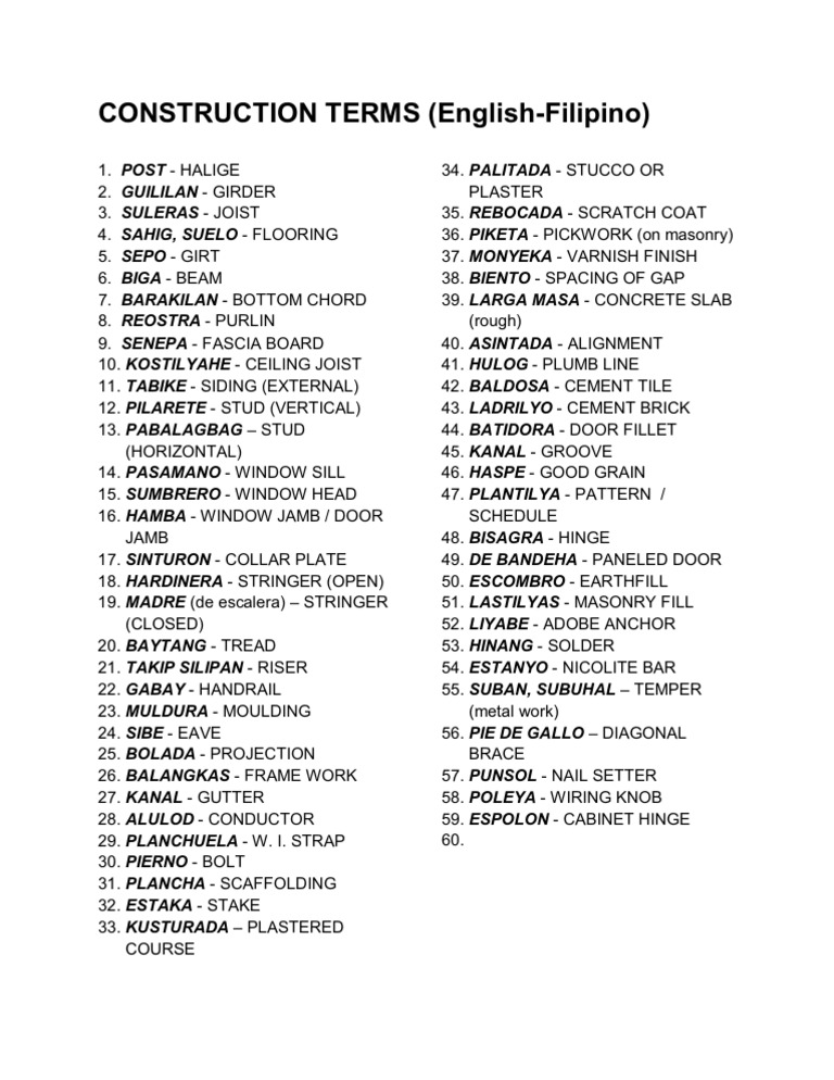 Construction Terms | PDF | Social Science