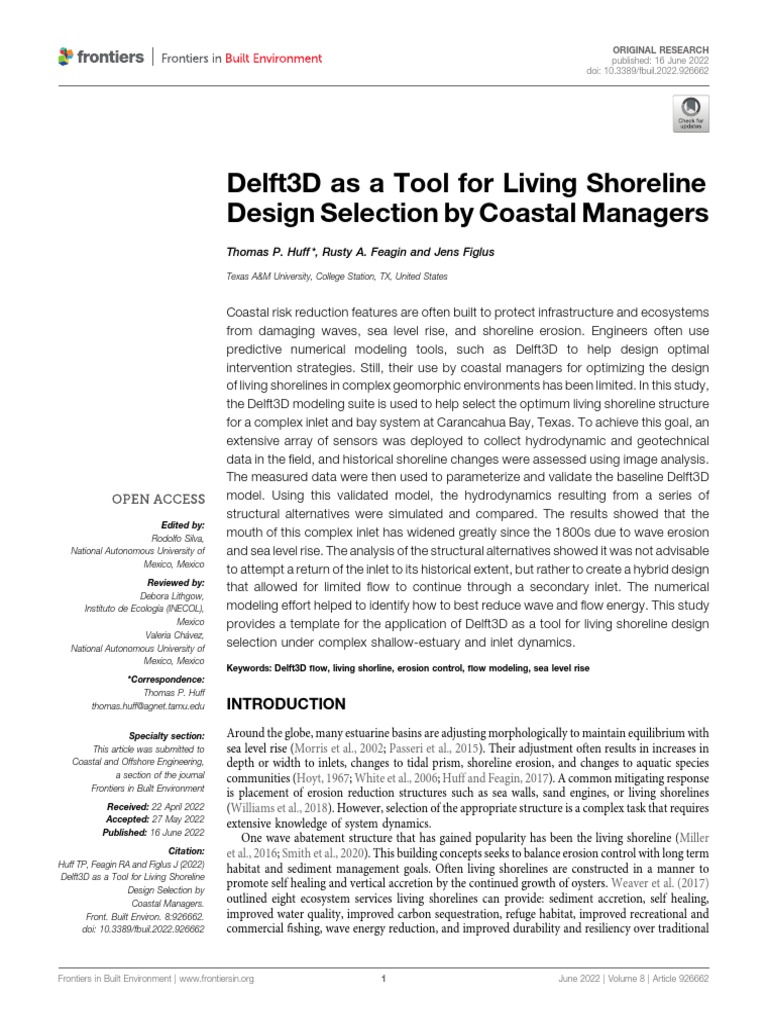 Delft3D As A Tool For Living Shoreline Design Selection by Coastal Managers | PDF | Tide | Erosion