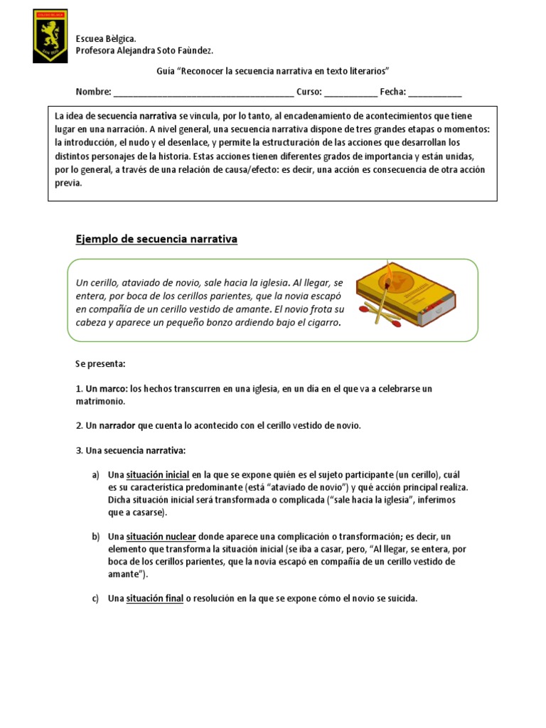 Guia 6º Reconocer La Secuencia Narrativa en Textos Literarios. | PDF ...