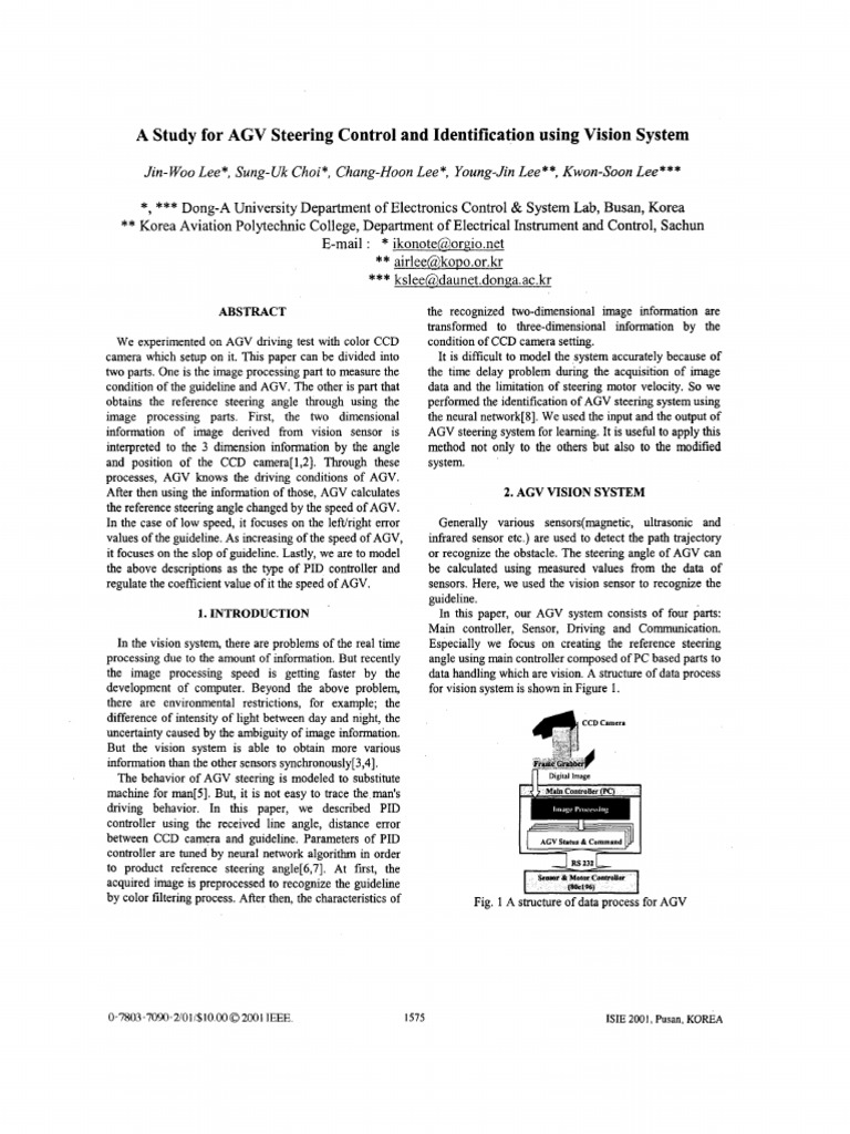 A Study For Agv Steering Control and Identification Using Vision | PDF | Computer Vision ...
