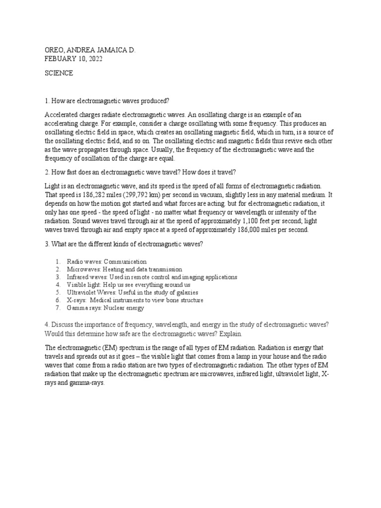 Task 1 - Introduction To Electromagnetic Waves | PDF