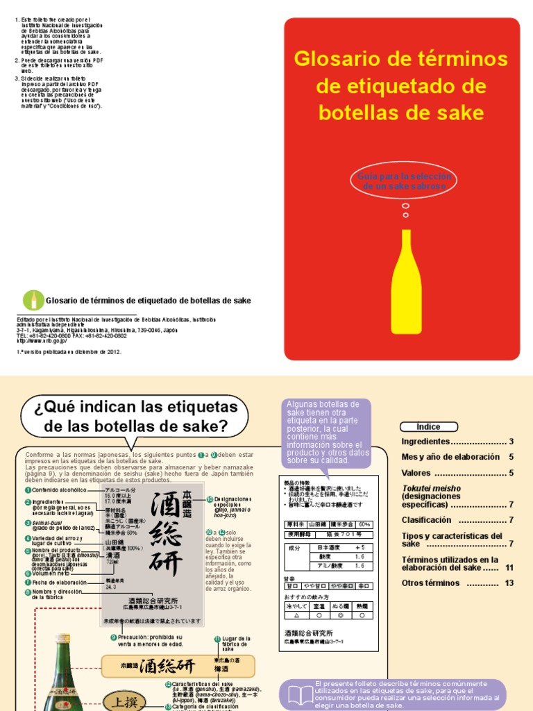 Glosario de Terminos de Etiquetado de Botellas de Sake | PDF
