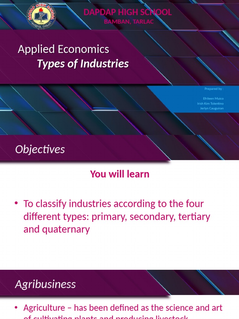 Types of Industries | PDF | Agriculture | Economies