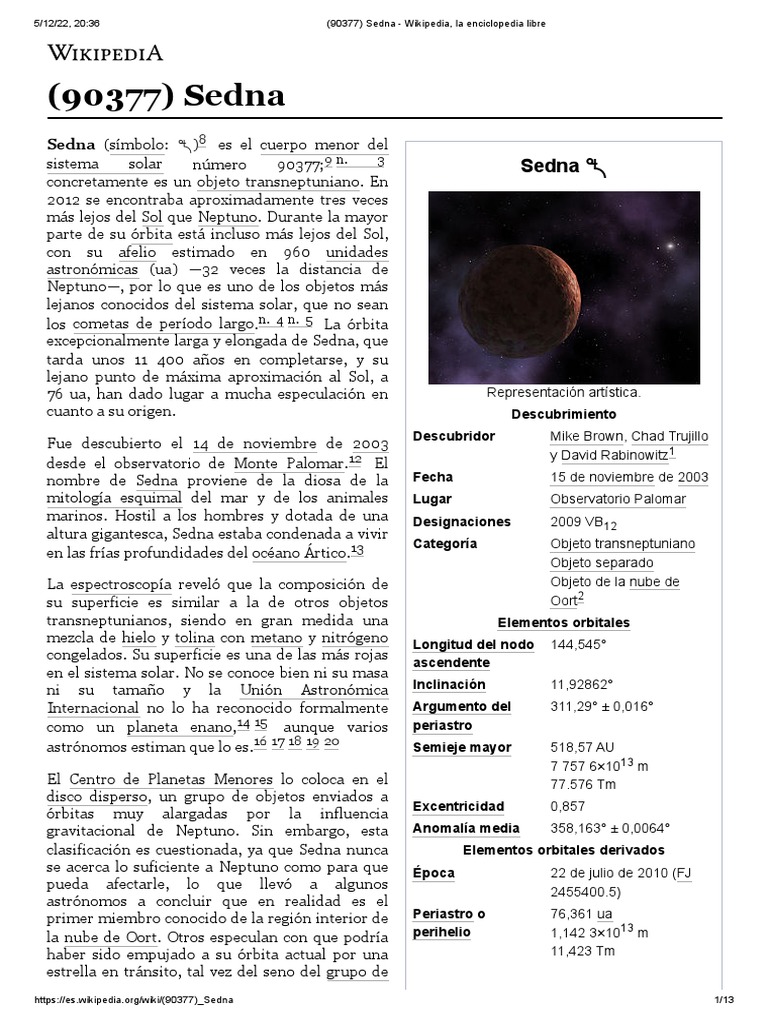Sedna | PDF | Planemos | Astronomía