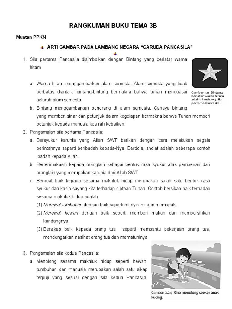 RANGKUMAN BUKU TEMA 3B (Menyayangi Hewan Dan Tumbuhan) | PDF