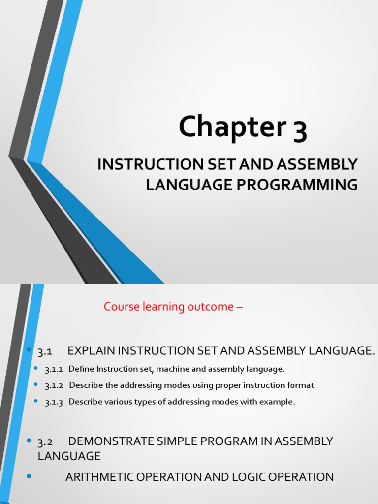 Instruction Set & Assembly Language | PDF | Assembly Language | Programming