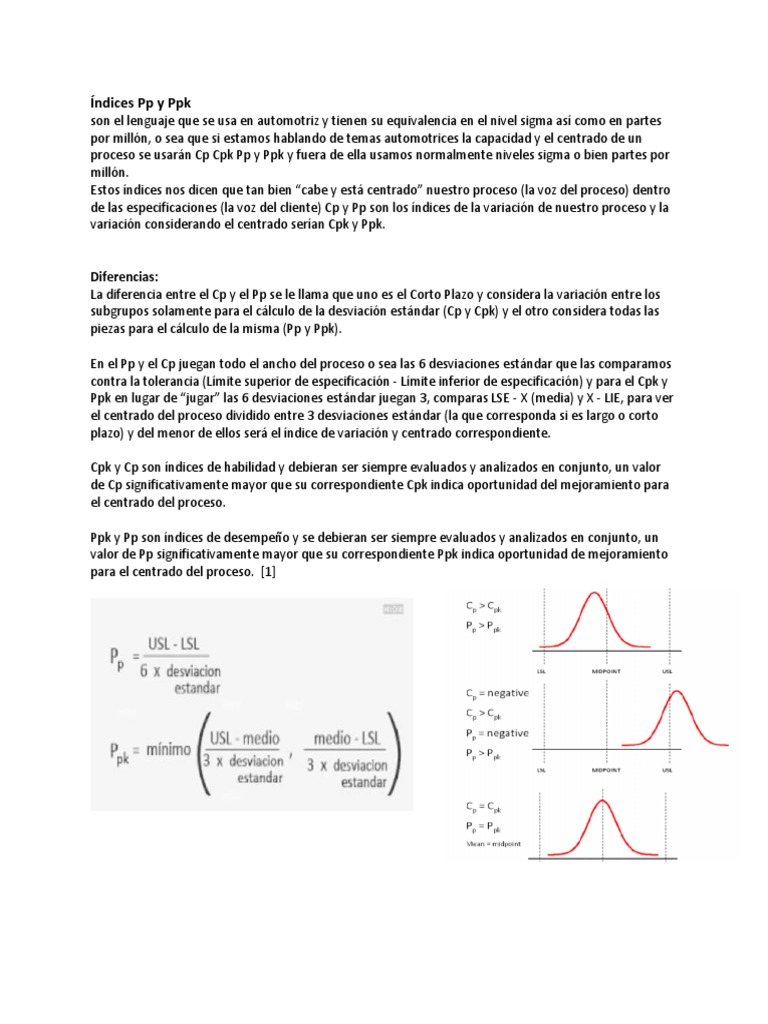 Índices PP y PPK | PDF | Six Sigma | Desviación Estándar