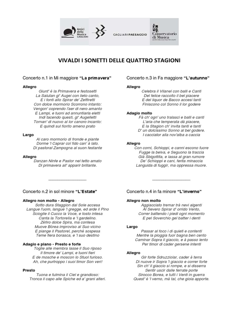 Sonetti 4 Stagioni 2019 | PDF