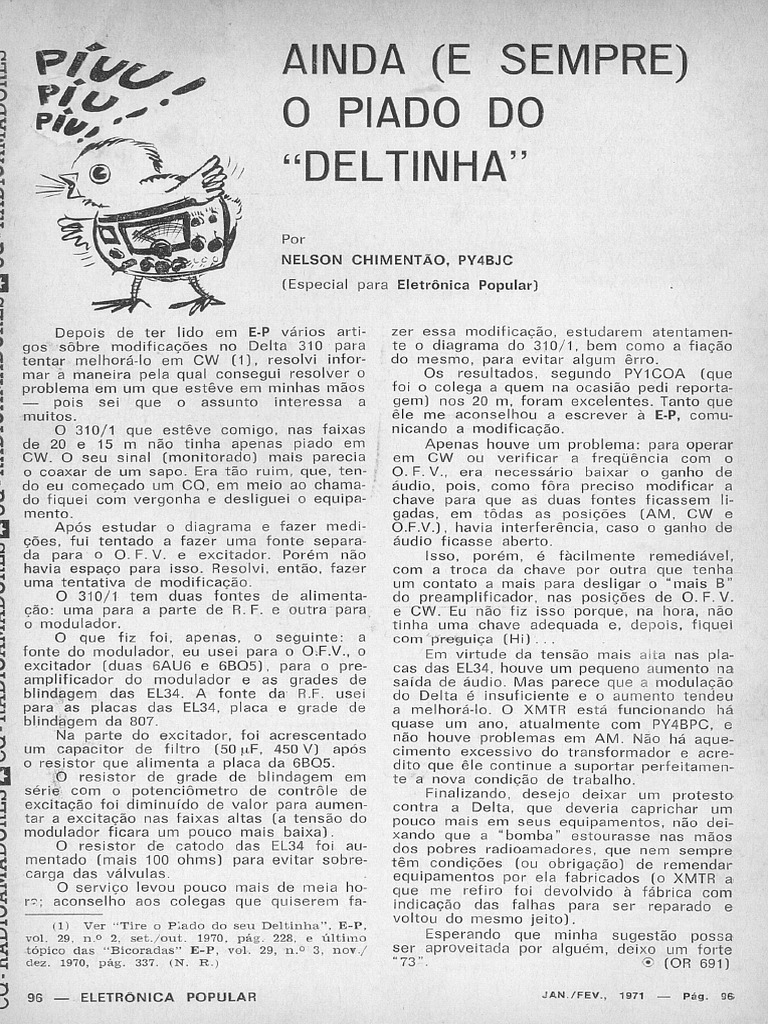 Ainda e Sempre o Piado Do Deltinha | PDF