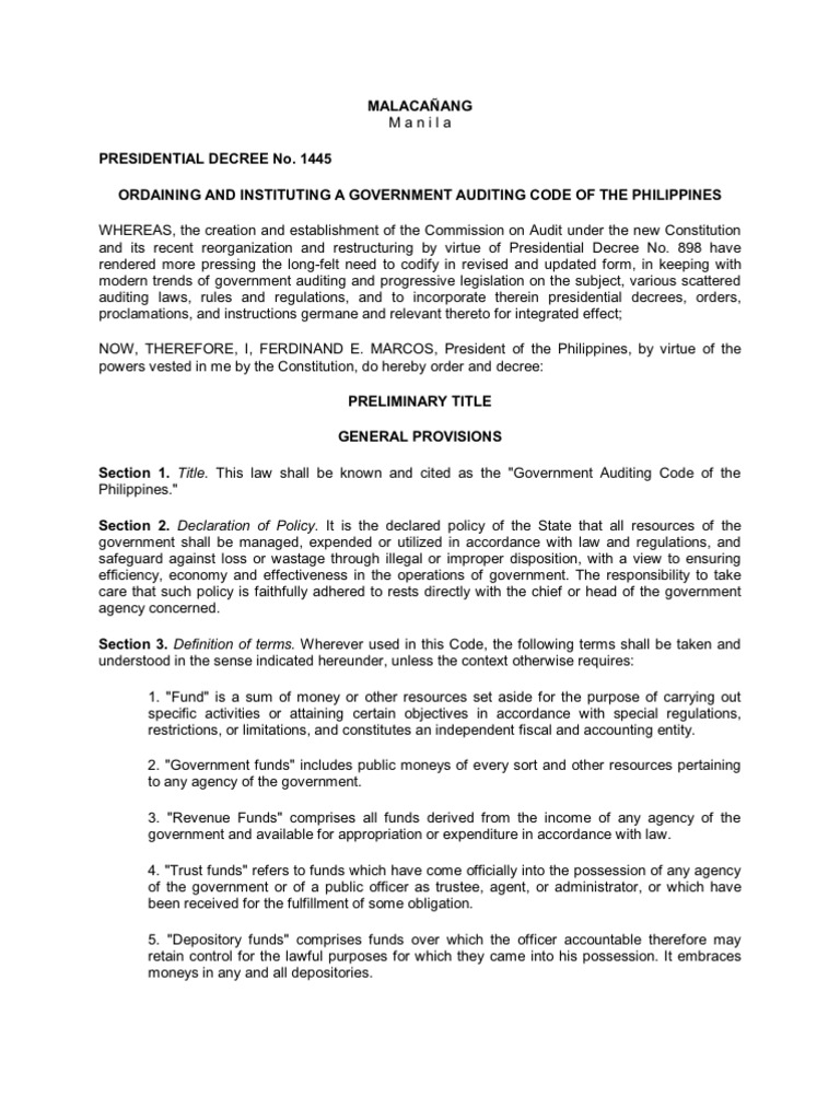 PD 1445 | PDF | Audit | Auditor's Report