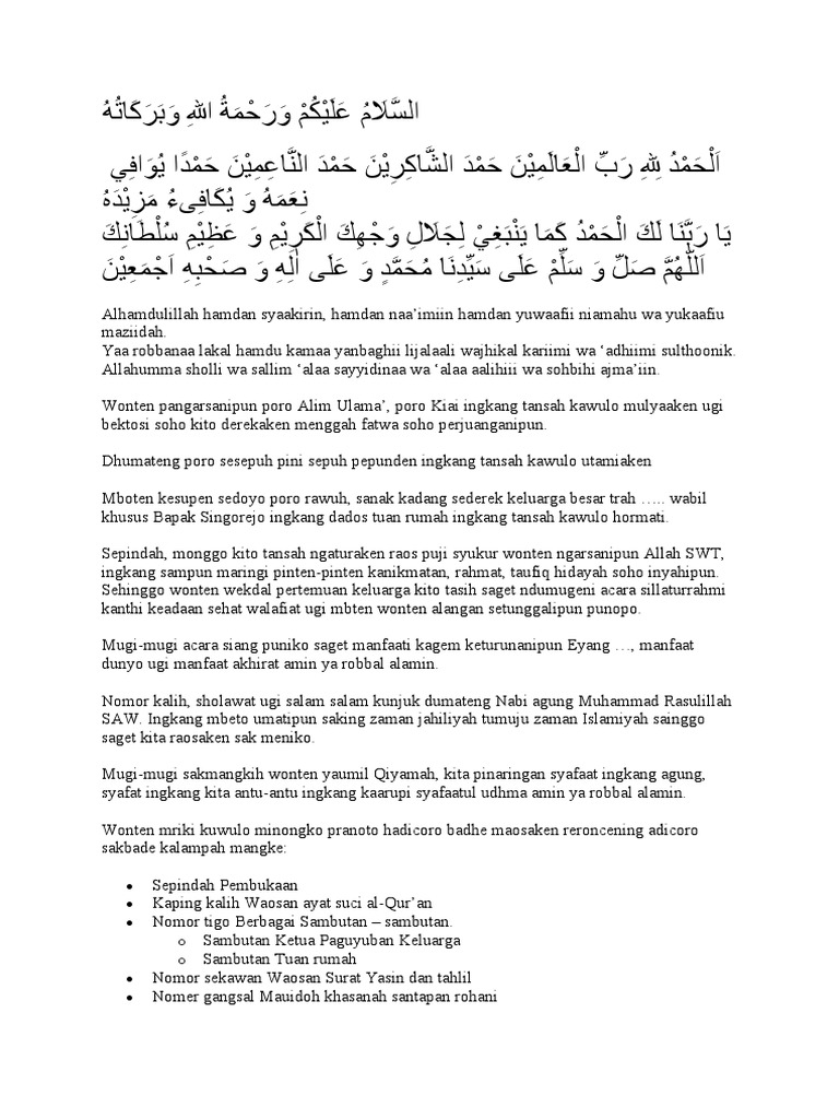 Teks MC Arisan Keluarga Singkat | PDF