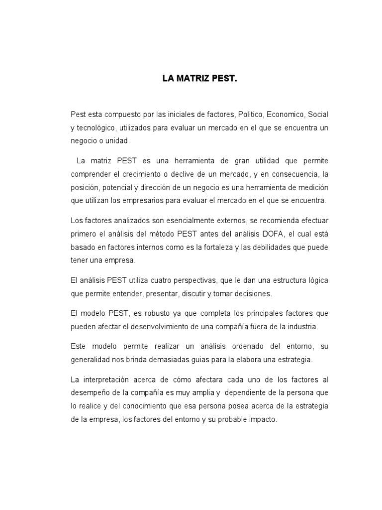 La Matriz Pest | PDF | Business | Sociedad