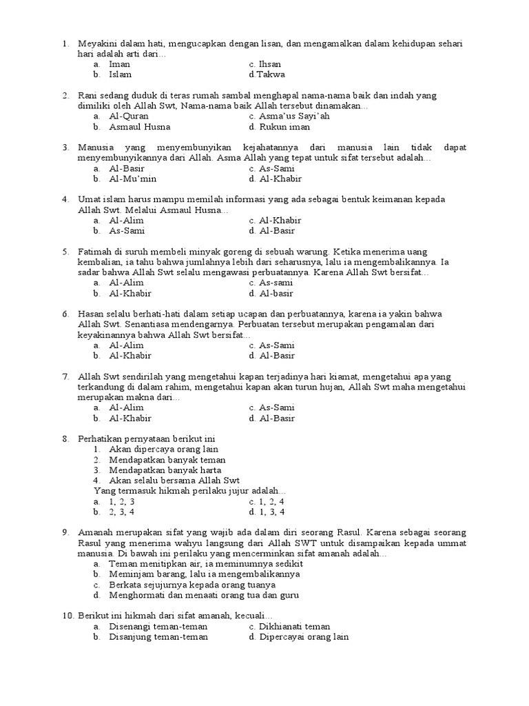 Soal Kelas 7 Semster Ganjil 20222023 | PDF | Agama & Spiritualitas