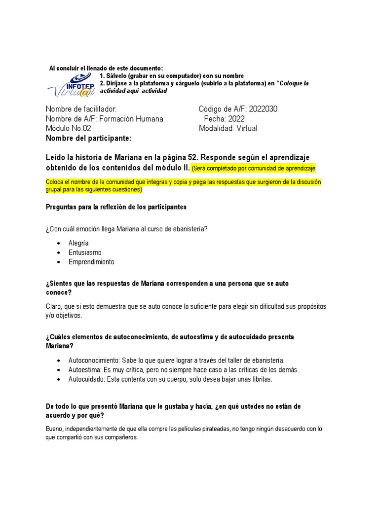 Respuestas Modulo 2 Formuacion Humana | PDF