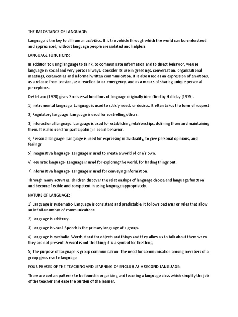 The Importance of Language | PDF