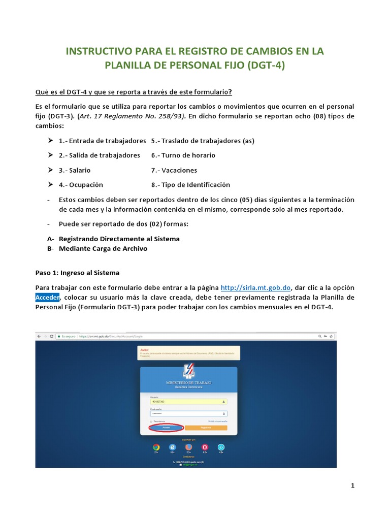 INSTRUCTIVO FORMULARIO DGT-4 2018 | PDF