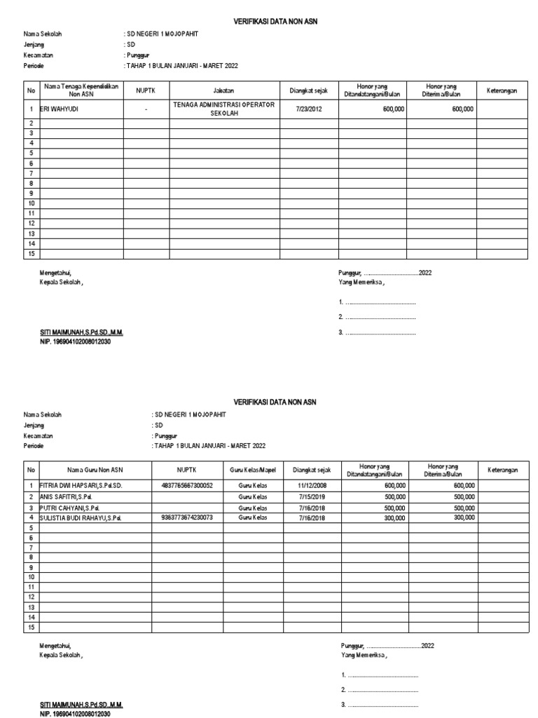 Format Verifikasi Non ASN | PDF