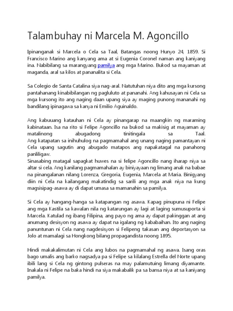 Talambuhay Ni Marcela Agoncillo | PDF