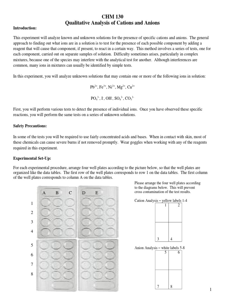 Cation and Anion Identification Lab | PDF