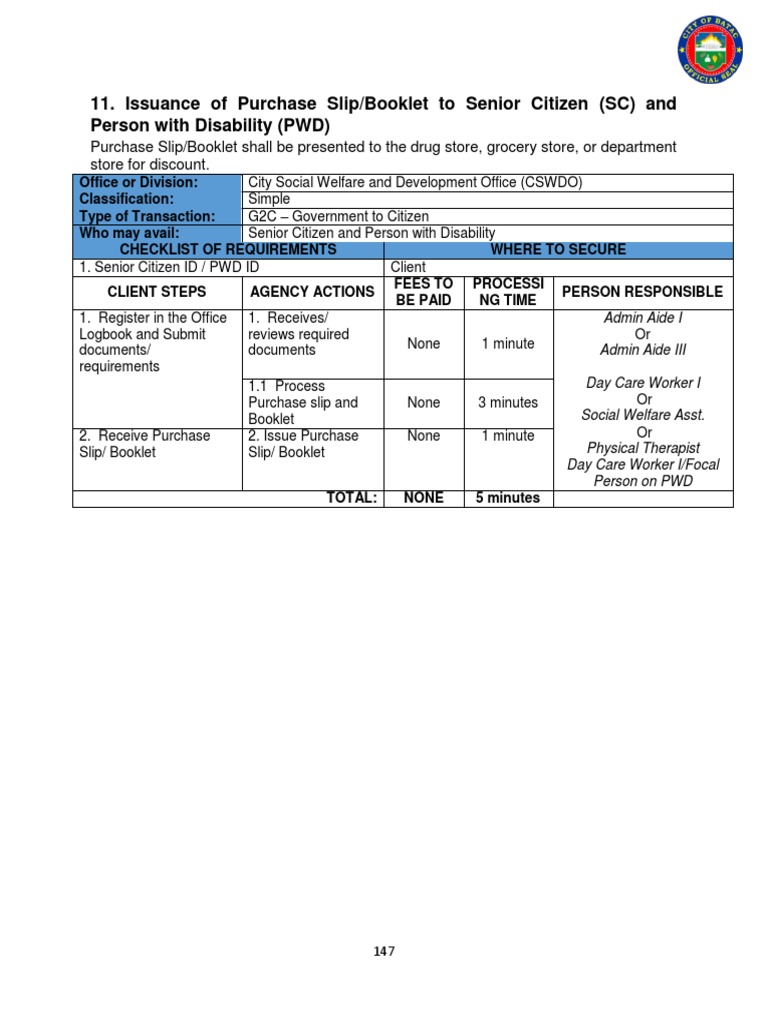 PWD and Senior Citizen Purchase Booklet Guide | PDF