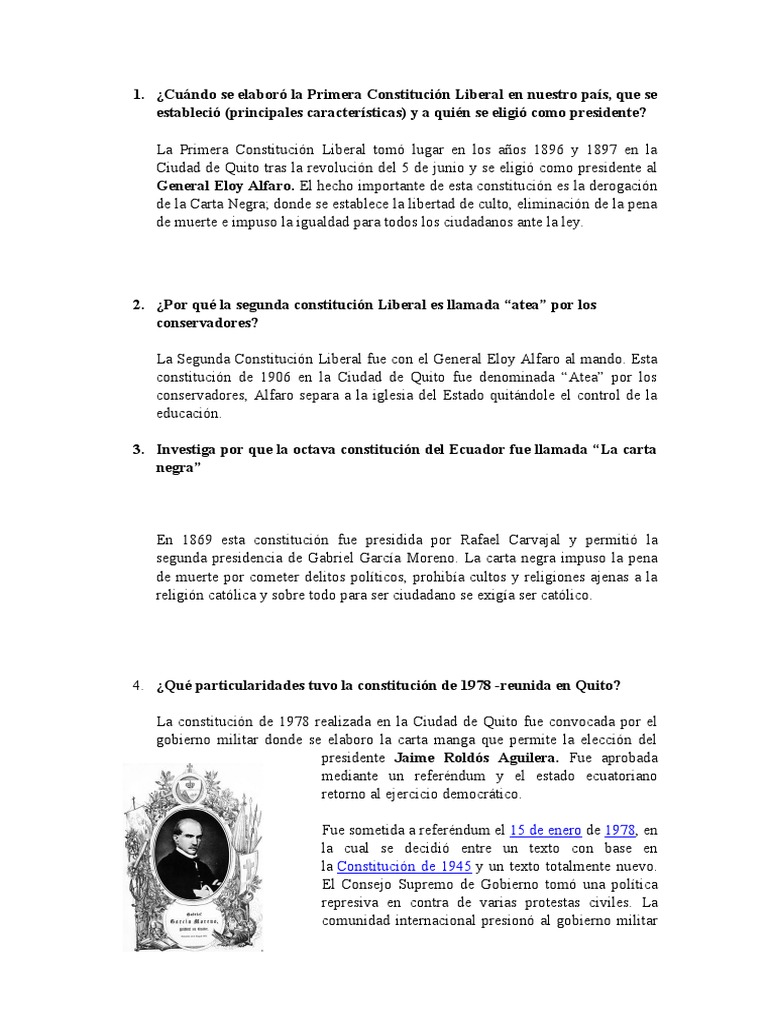 Cuándo Se Elaboró La Primera Constitución Liberal en Nuestro País | PDF ...