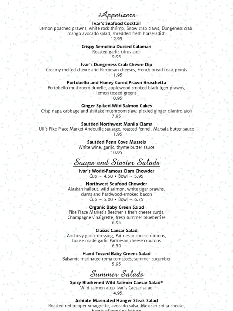 Acres Lunch Menu | PDF | Potato Chip | Salad