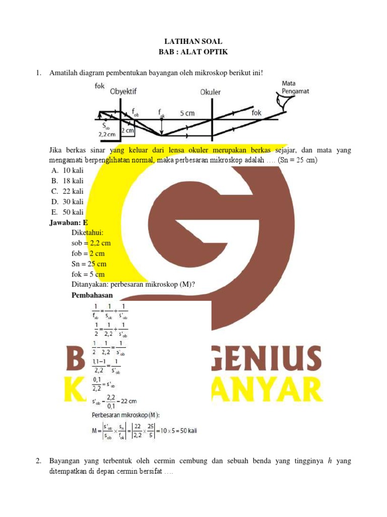 Xi-Ipa - Alat Optik - Soal - LT - Genius | PDF