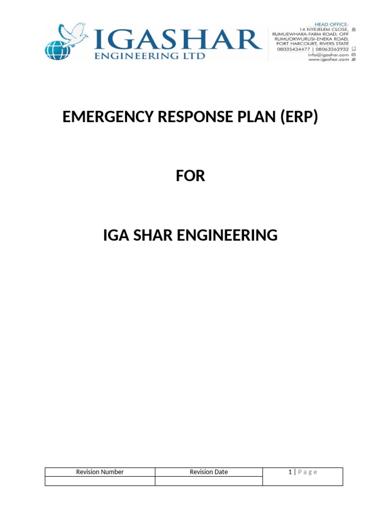 IGA Shar Engineering Emergency Response Plan | PDF | Emergency ...