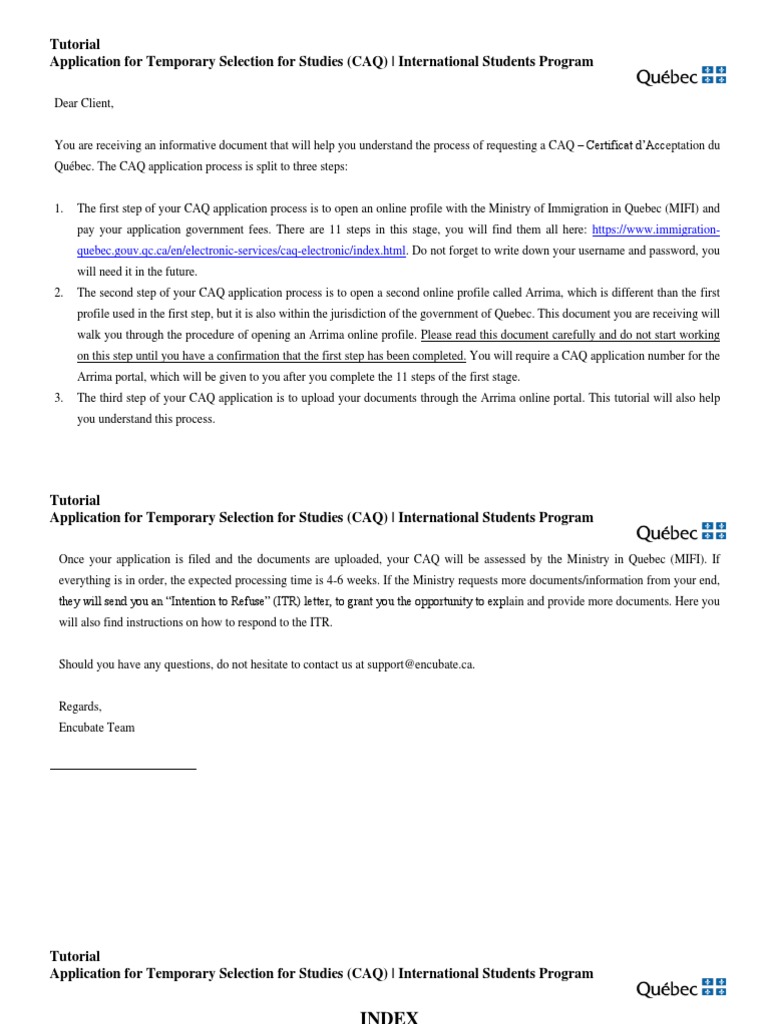 CAQ Application Guide for International Students | PDF