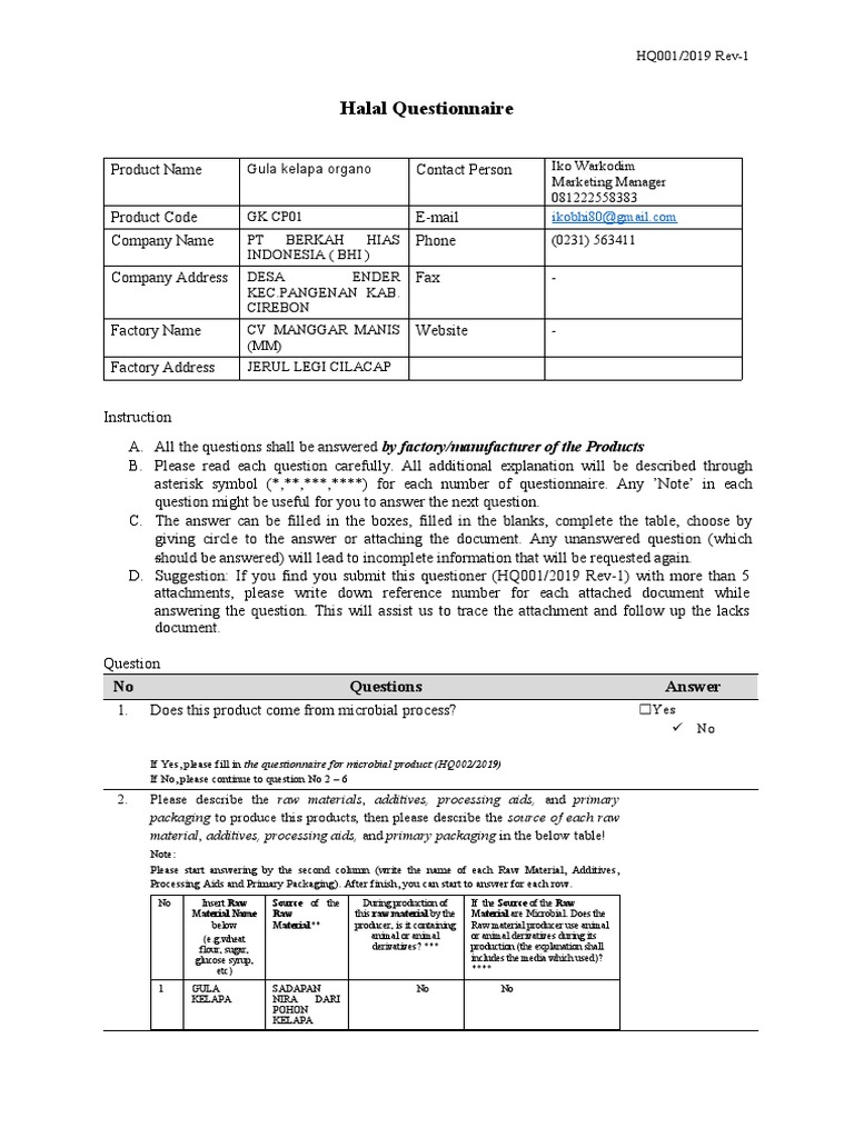 Halal Questionnaire Summary | PDF | Plastic | Chemistry