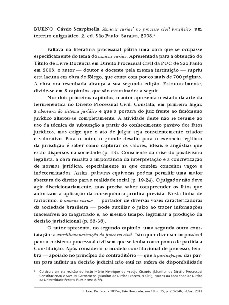 Amicus Curiae no Processo Civil Brasileiro | PDF