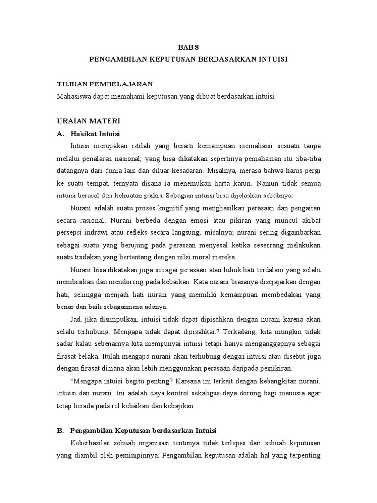BAB 8 Pengambilan Keputusan Berdasarkan Intuisi | PDF | Sains & Matematika