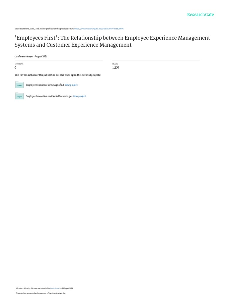 'Employees First': The Relationship Between Employee Experience ...