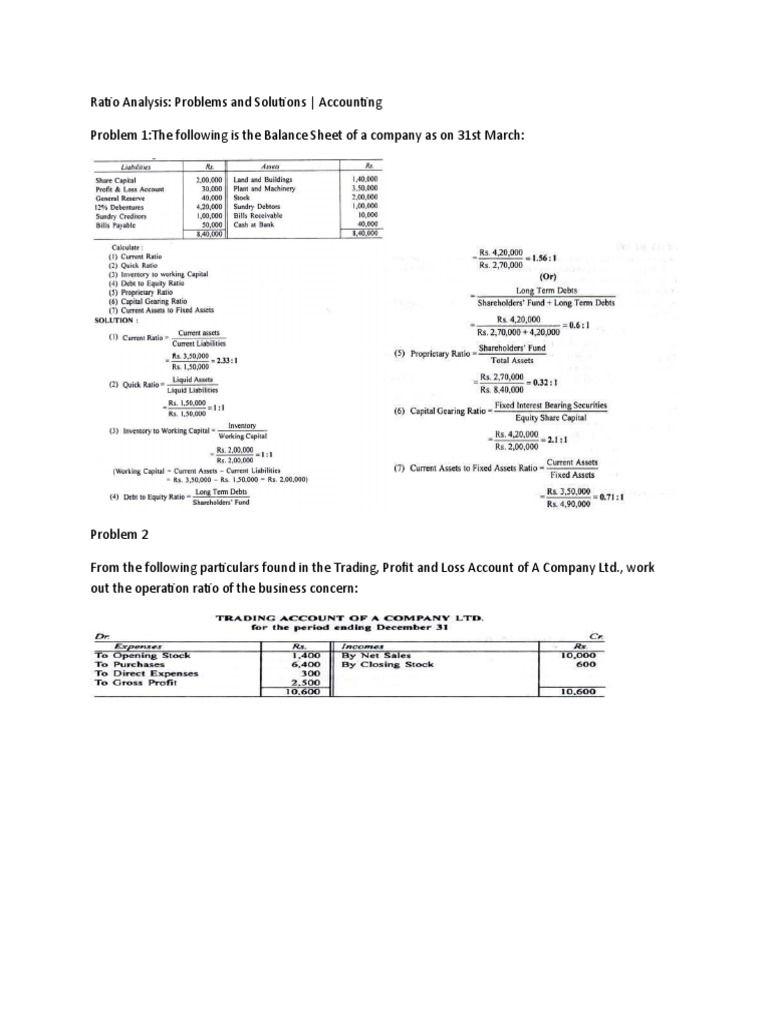 Ratio. Analysis | PDF | Working Capital | Revenue