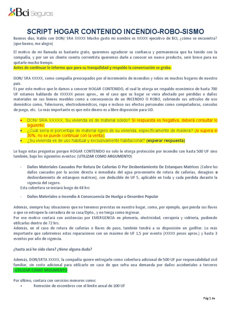 Script Hogar Contenido Incendio - Robo Mayo 2022 | PDF | Póliza de seguros | Seguro