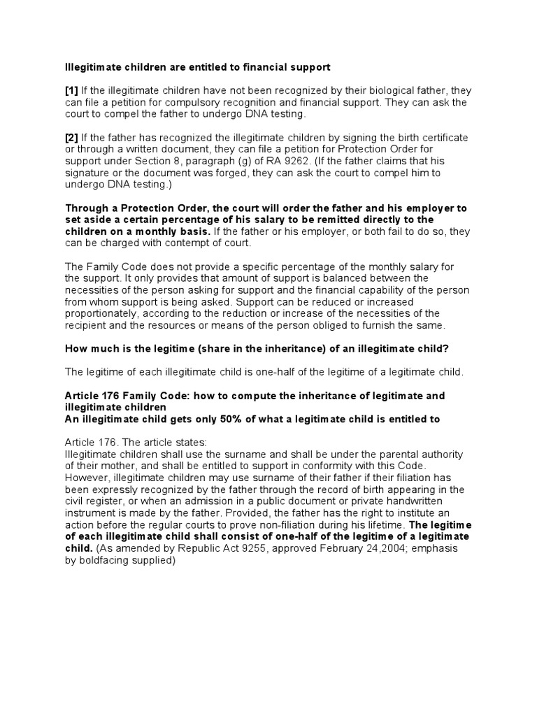 Financial Support for Illegitimate Children | PDF | Legitimacy (Family ...