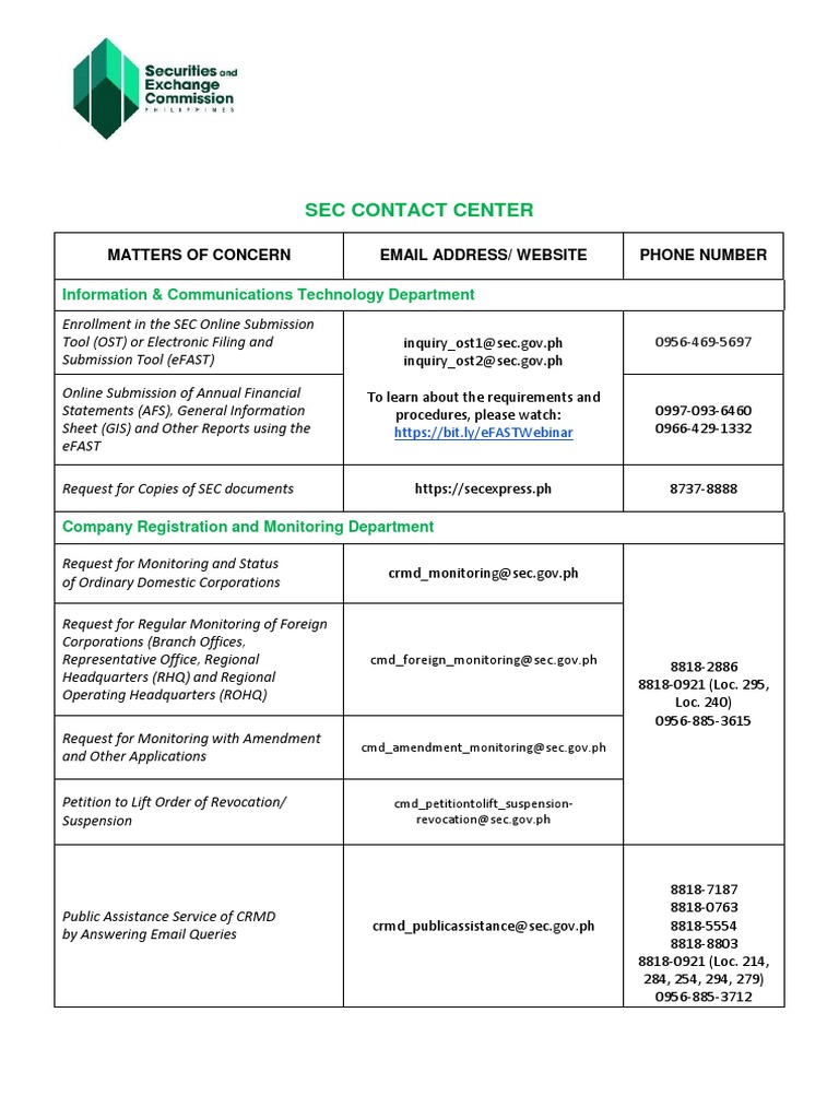 2022notice - SEC CONTACT CENTER 110322 | PDF | Securities (Finance ...