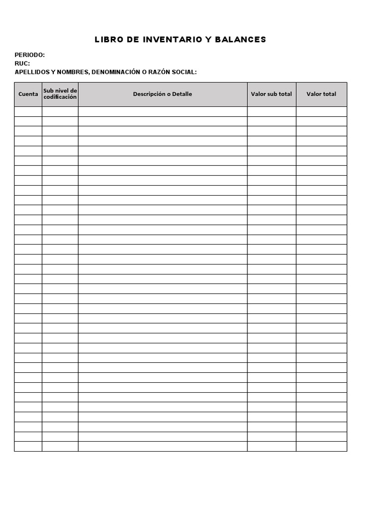 Formato Libro de Inventarios y Balances | PDF