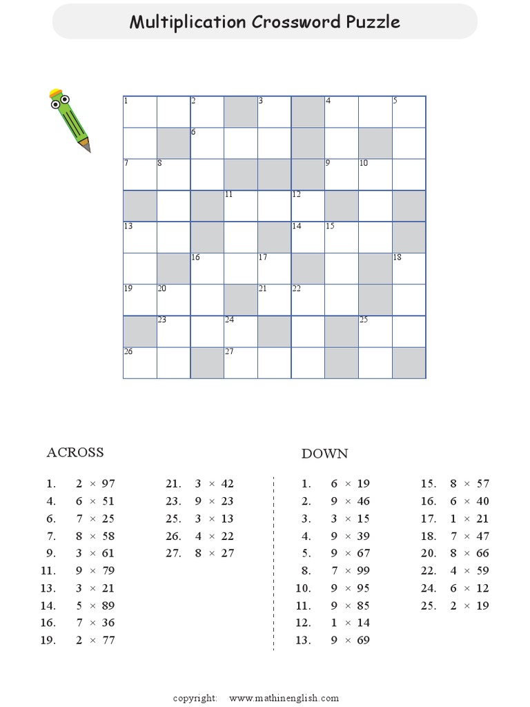 Multipply 2 Digits Crossword | PDF | Puzzles | Games Of Mental Skill